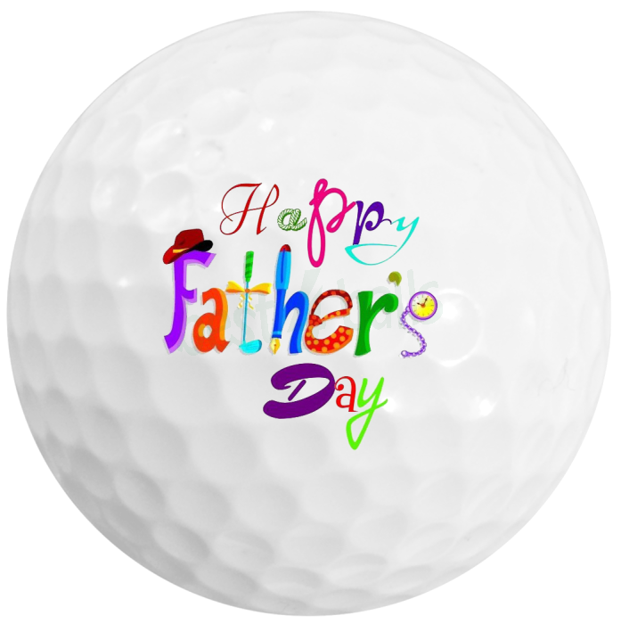 Personalised Colourful Happy Fathers Day Golf Balls, 12 ball pack at ...